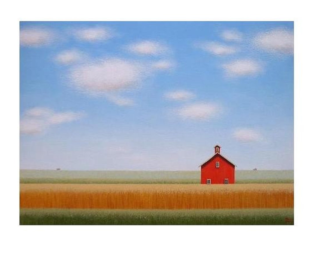 Abstract BARN PRINT 8 X 10 From Original Painting Red Barn Print Farm ...