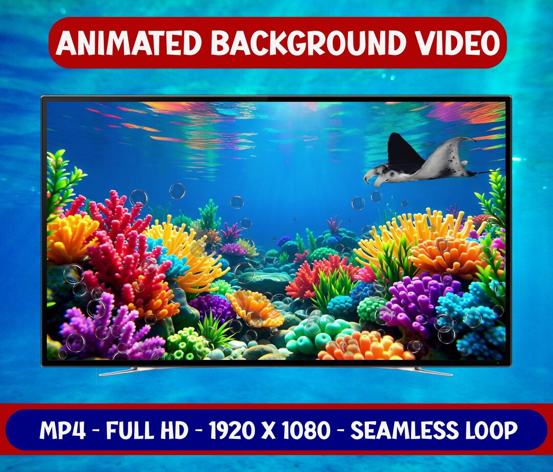 Manta Ray Animated Background: Tropical Reef Seamless Loop (digital ...