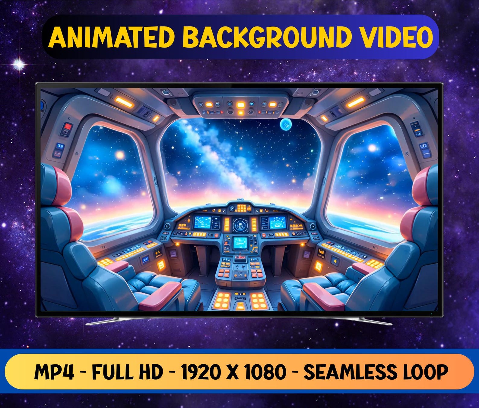 Animated Vtuber Background: Anime Space Shuttle Cockpit - Seamless Loop ...