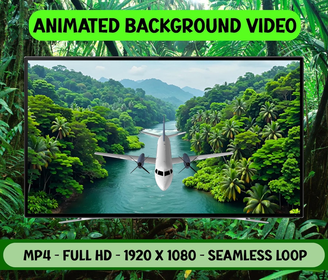 3D Airplane Jungle River Animated Video: Seamless Loop Virtual ...