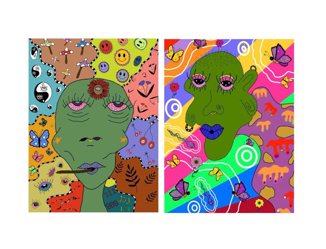 Abstract Art Stickers 2 Pack, Groovy Stickers, Abstract Beings Stickers ...