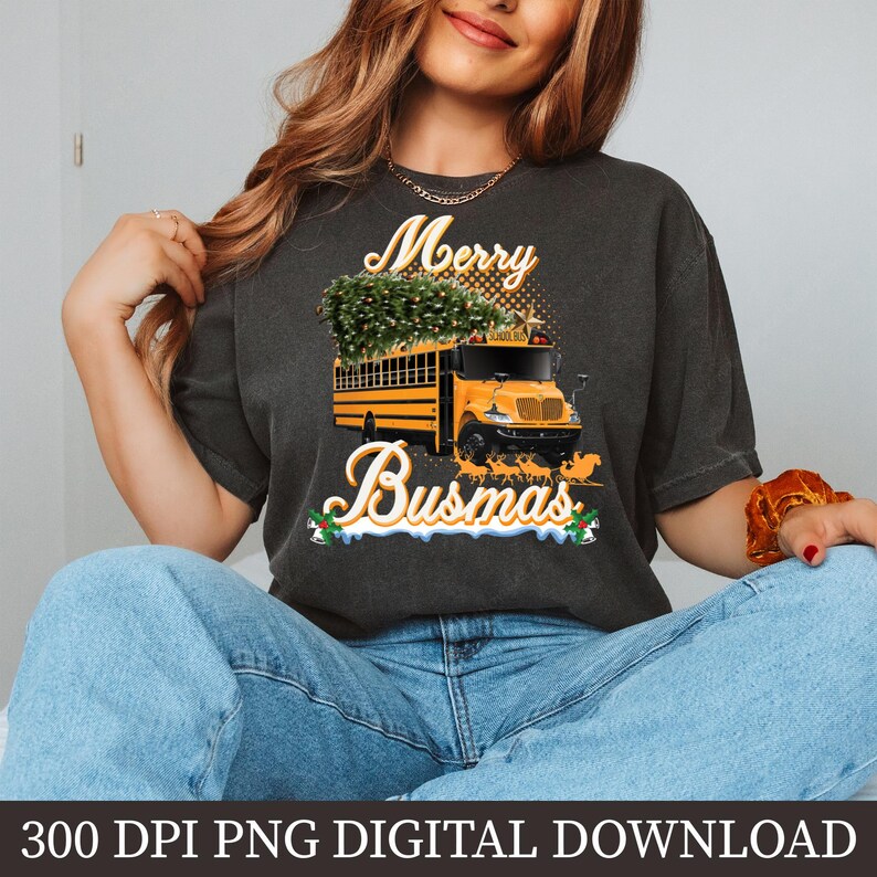 Merry Busmas PNG, Christmas School Bus Design (digital Download) - Etsy