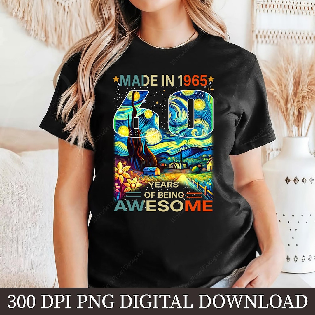 60th Birthday PNG Design, 1965 Sublimation Artwork, Vintage 60 Years ...
