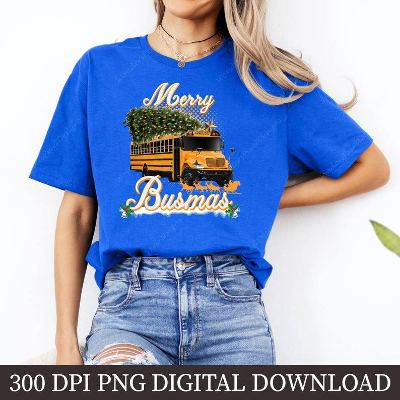 Merry Busmas PNG, Christmas School Bus Design (digital Download) - Etsy