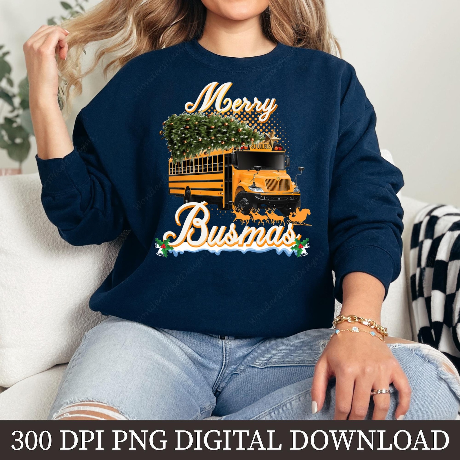 Merry Busmas PNG, Christmas School Bus Design (digital Download) - Etsy