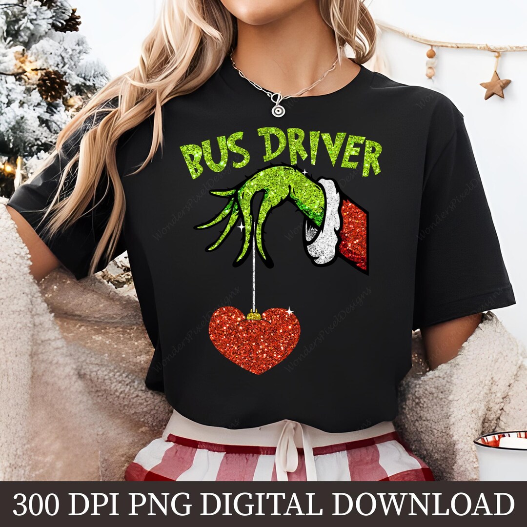 Grinch Bus Driver Christmas PNG, Holiday Heart Clipart (digital ...