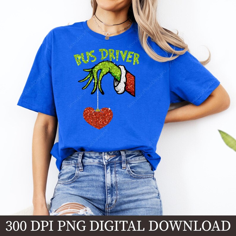 Grinch Bus Driver Christmas PNG, Holiday Heart Clipart (digital ...