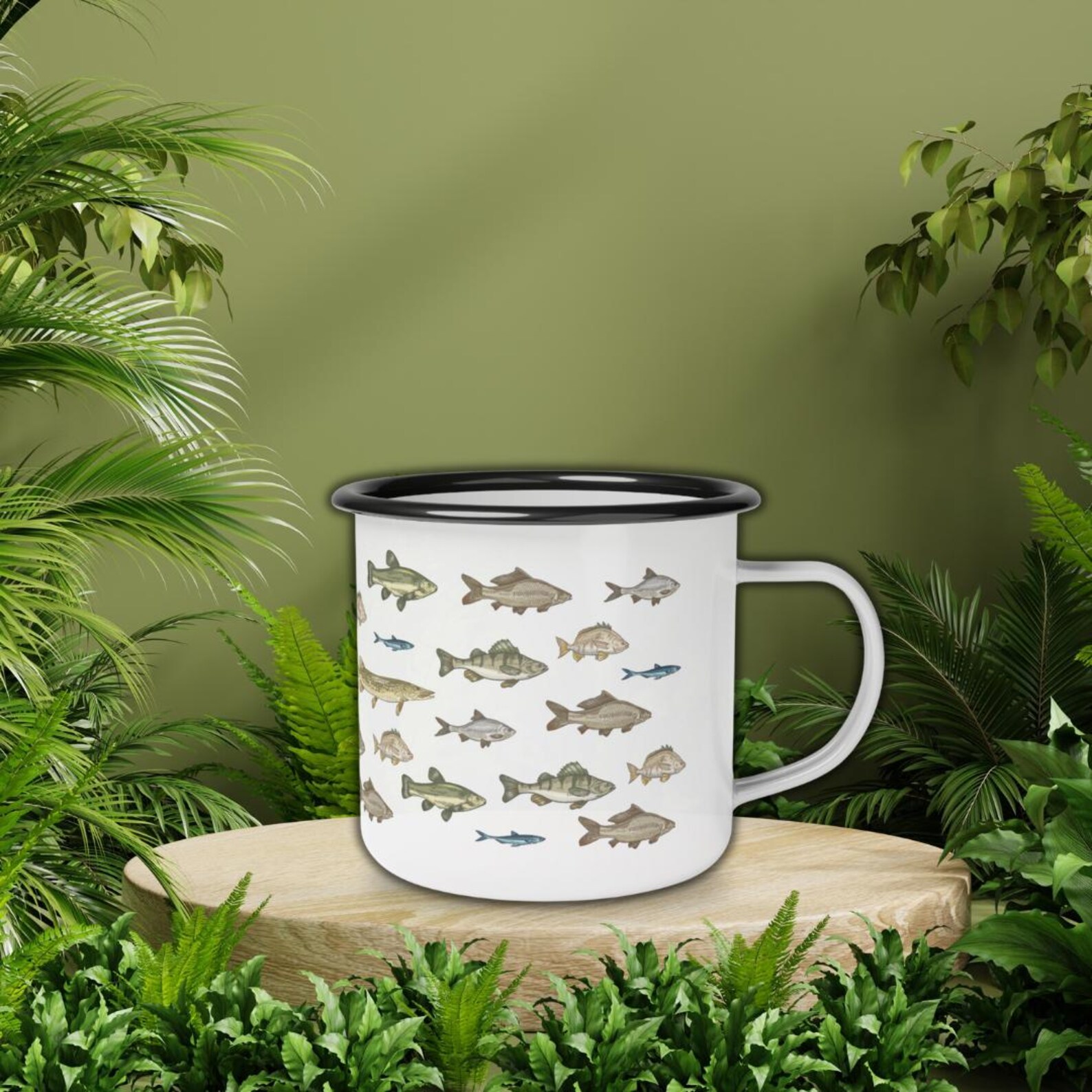 Fish Enamel Mug 12oz Nautical Camping Mug Fisherman Gift Outdoor Coffee ...