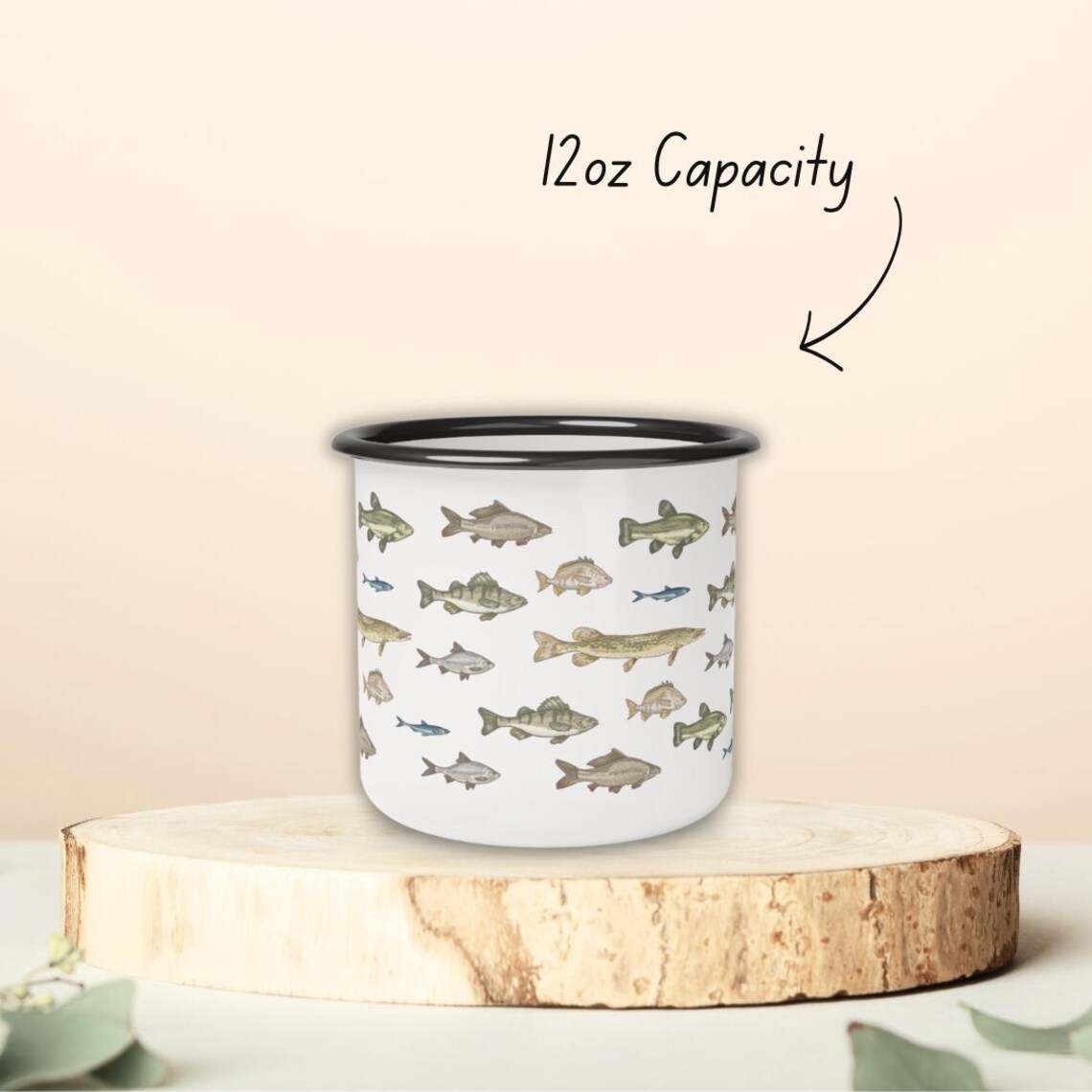 Fish Enamel Mug 12oz Nautical Camping Mug Fisherman Gift Outdoor Coffee ...