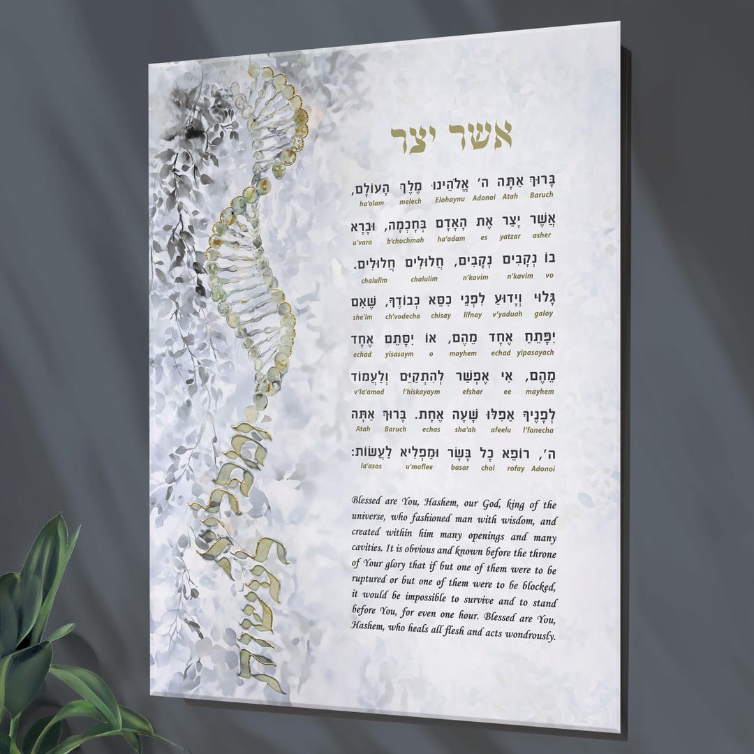 Asher Yatzar Blessing Wall Art | Transliterated & Translated Jewish ...