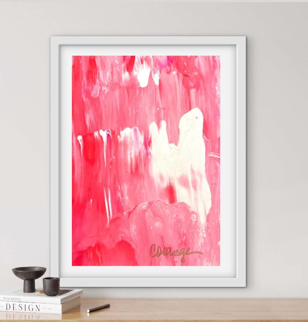 Pink Abstract Painting, Breast Cancer Awareness Art, 5x7 Signed ...