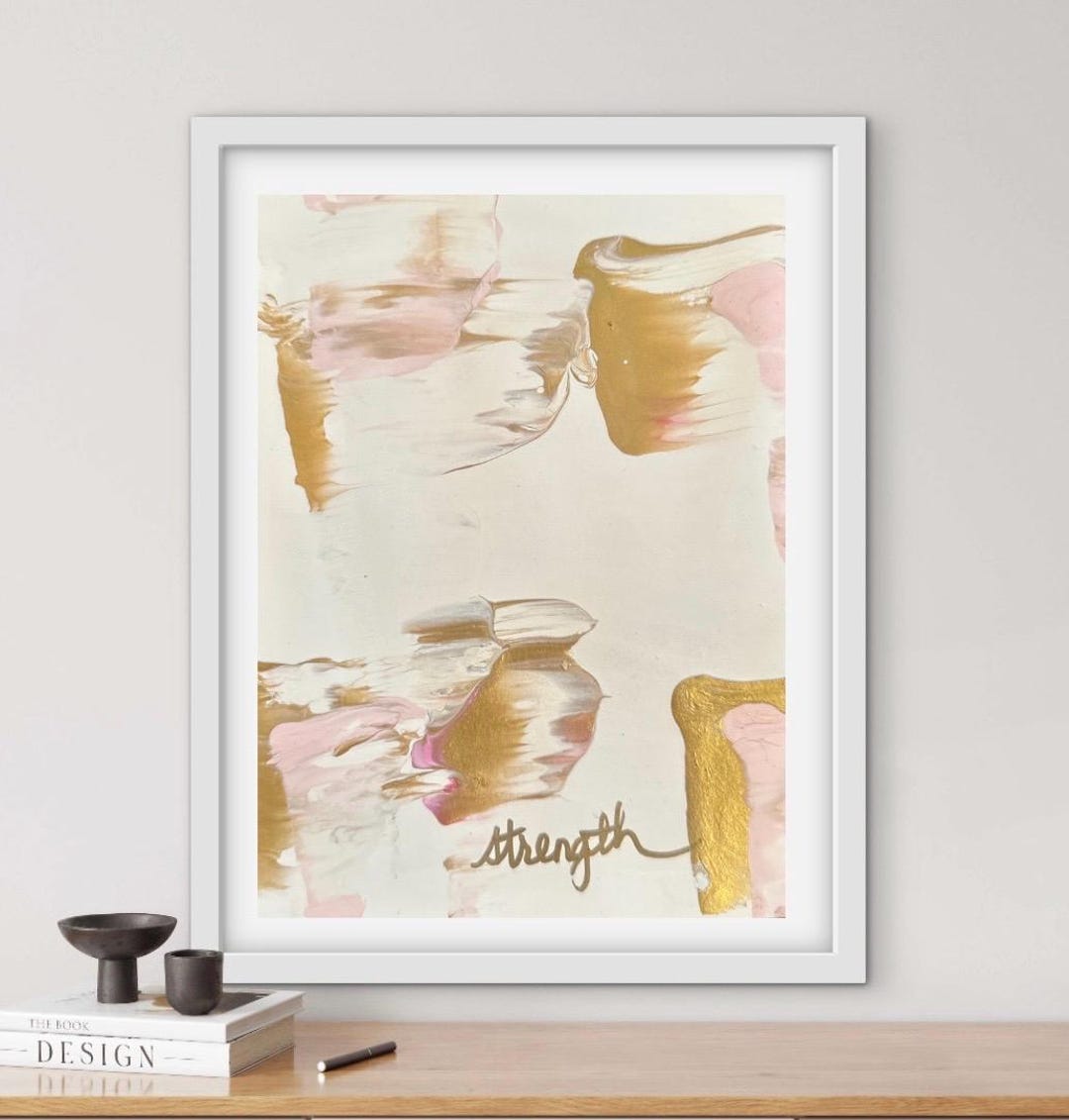 Pink Abstract Painting, Cancer Awareness Art, 5x7 Signed Original - Etsy