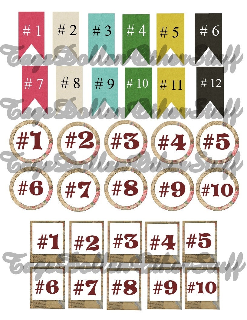 5 Sheets Digital Numbers on Labels for Junk Journals and Albums - Etsy