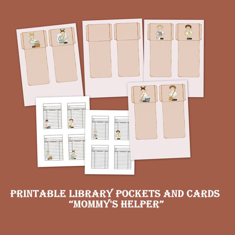 Printable Library Pockets and Cards "mommy's Helper" - Etsy