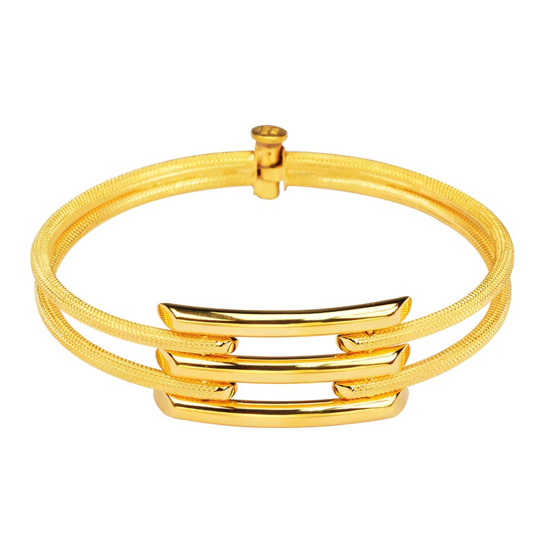 22k Gold Dorica Design Cuff Bracelet, Rib Bangle, Girf for Her ...