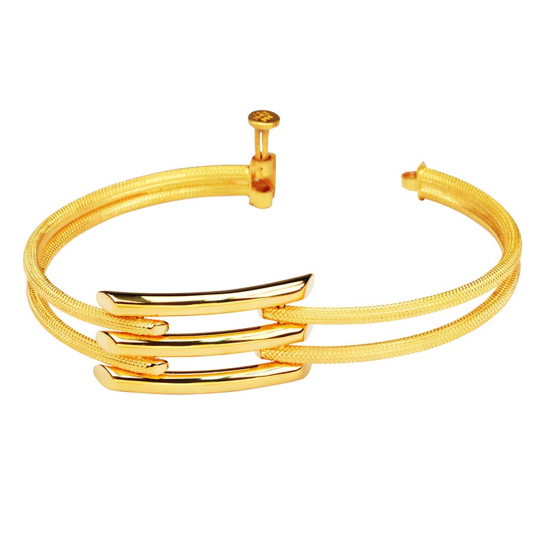 22k Gold Dorica Design Cuff Bracelet, Rib Bangle, Girf for Her ...