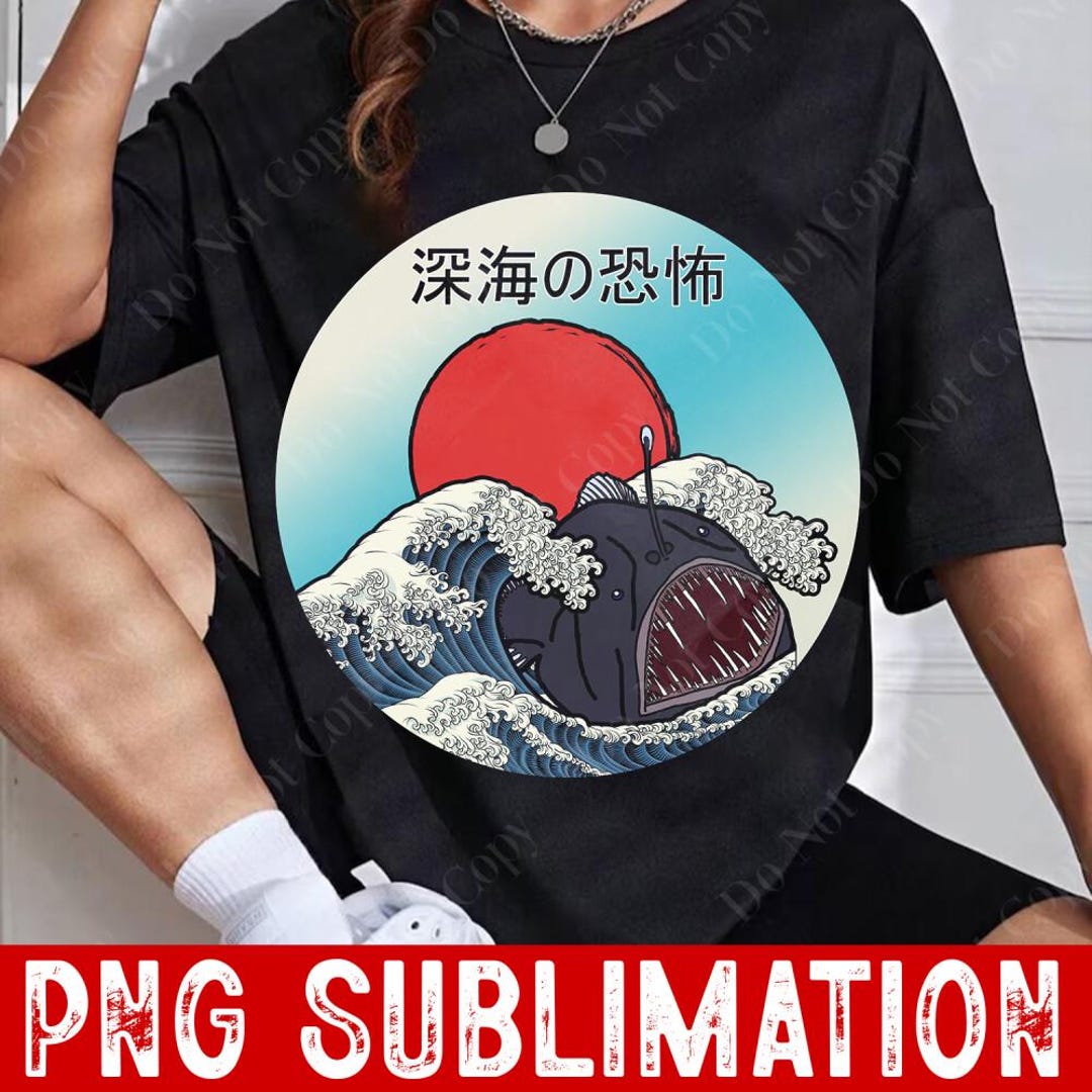 Black Seadevil Anglerfish Japenese Wave Png, Kaiju Angler Fish Png ...