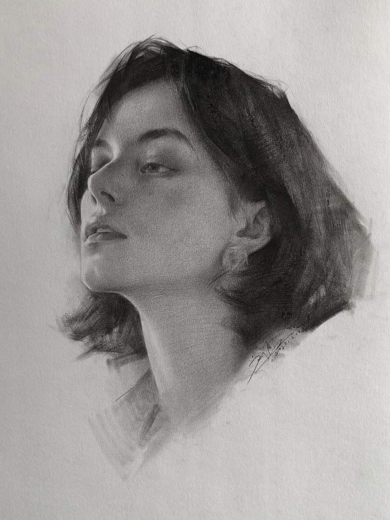 Hand Drawn Custom Pencil Portrait From Photo: Framed Art Gift - Etsy
