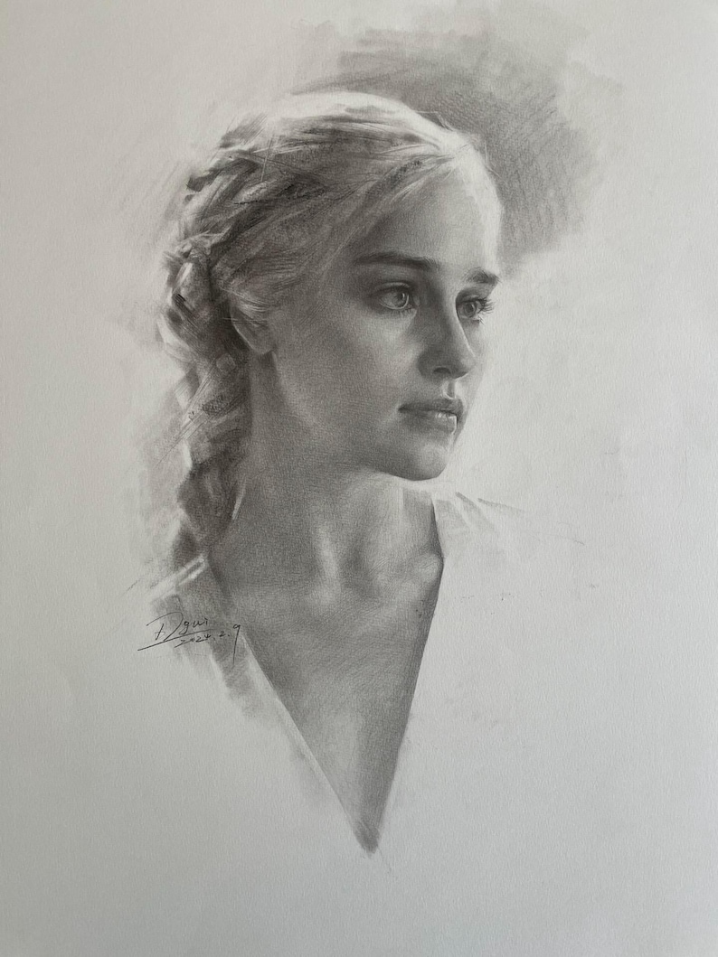 Hand Drawn Custom Pencil Portrait From Photo: Framed Art Gift - Etsy