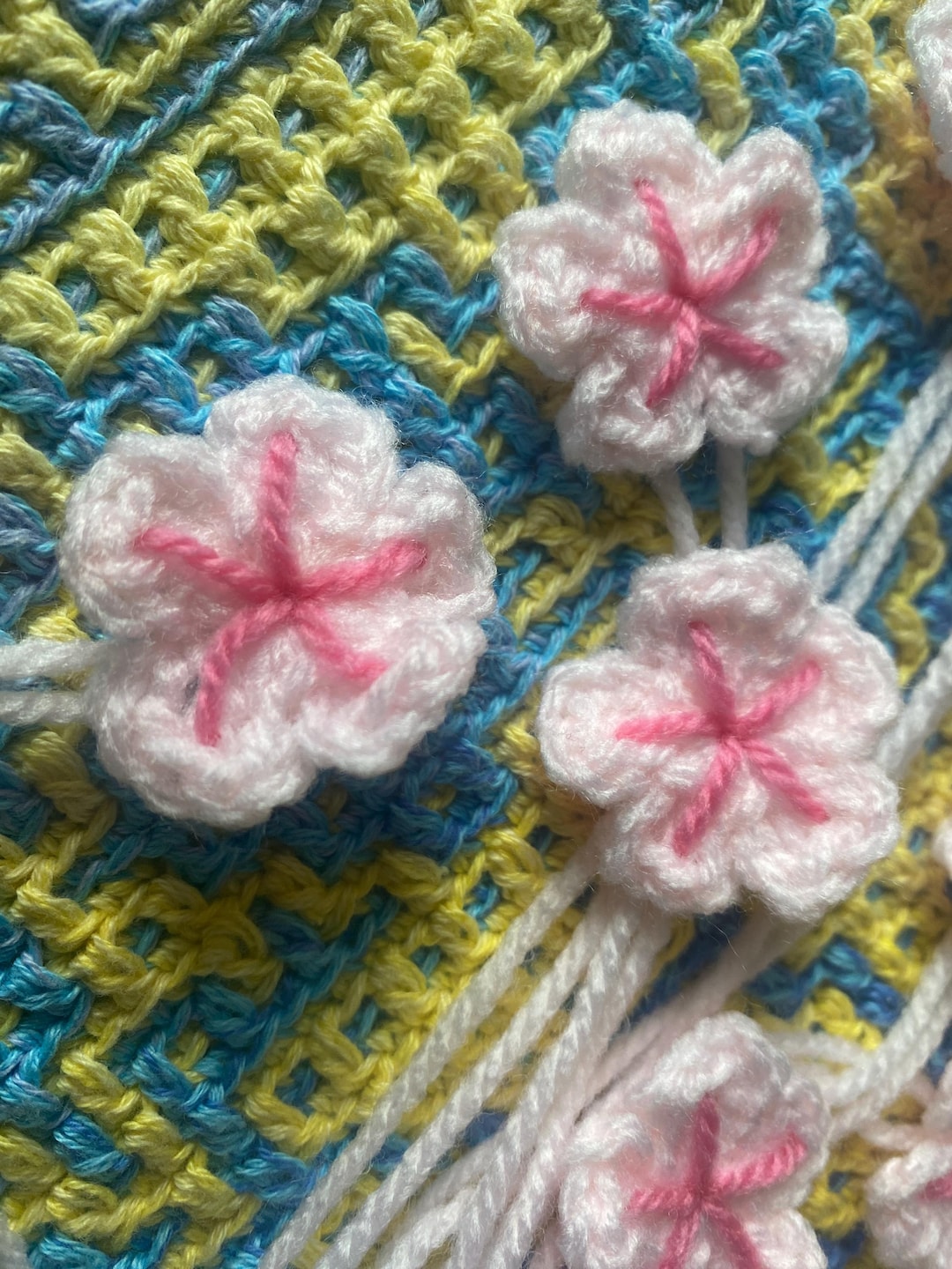 Handmade Mini Crochet Cherry Blossom Flower Embellishment, Flower ...