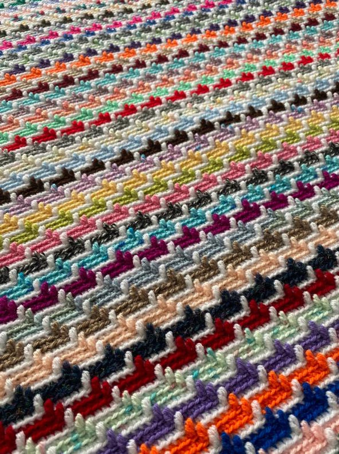 Handmade Mosaic Crochet Blanket, Multi Coloured Afghan, Colourful ...