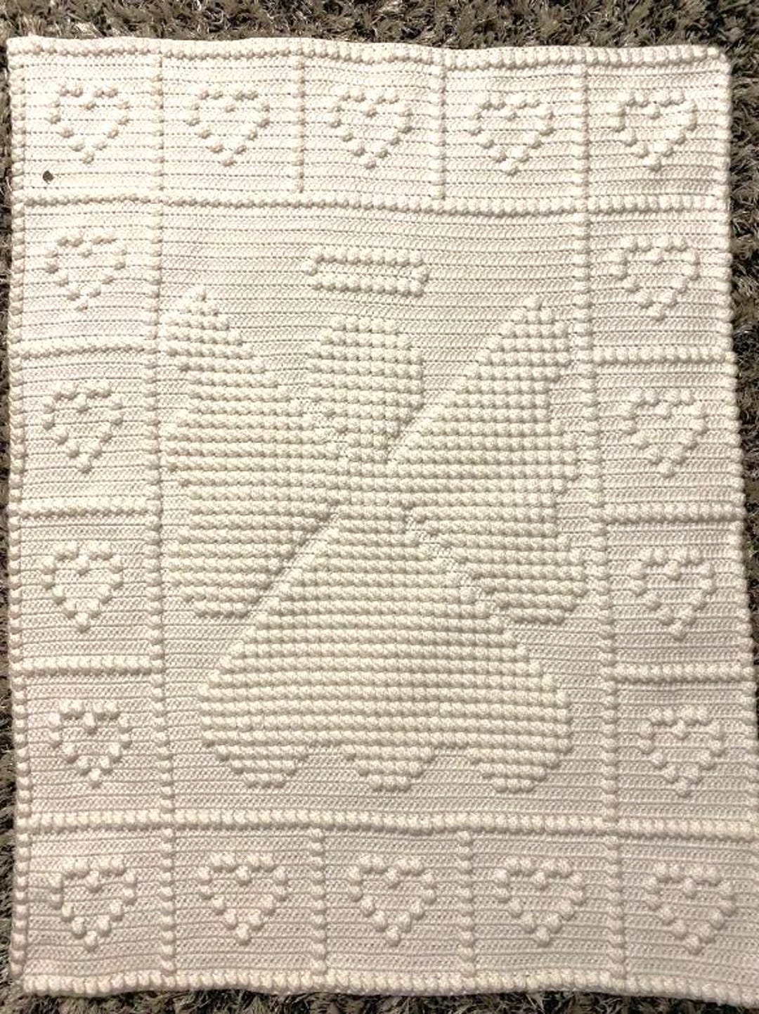 Popcorn Stitch, Angel and Hearts Blanket, Crochet Blanket, Crochet Baby ...