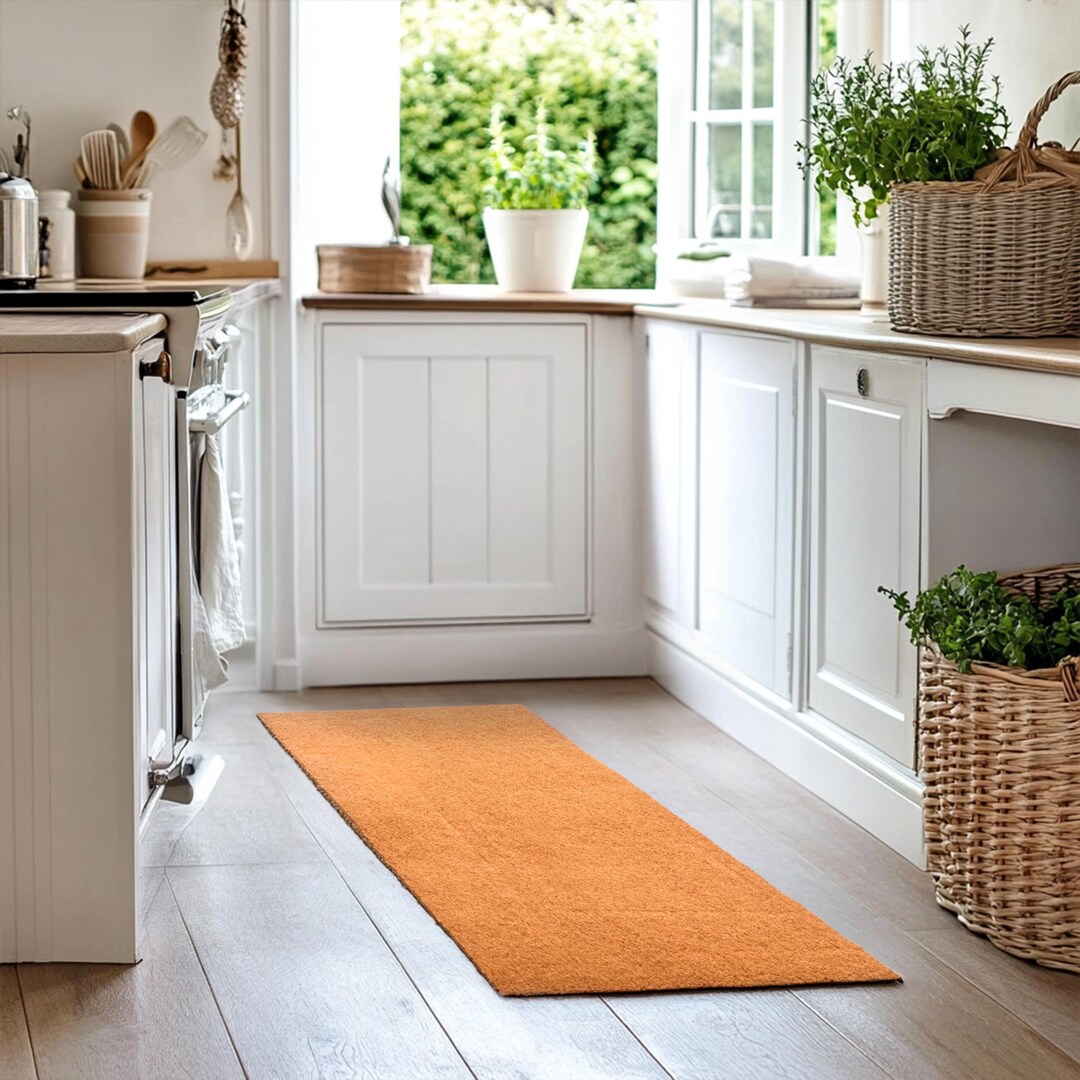 Non-shed Brown Synthetic Coir Kitchen Runner: Non-slip Hallway Mat - Etsy