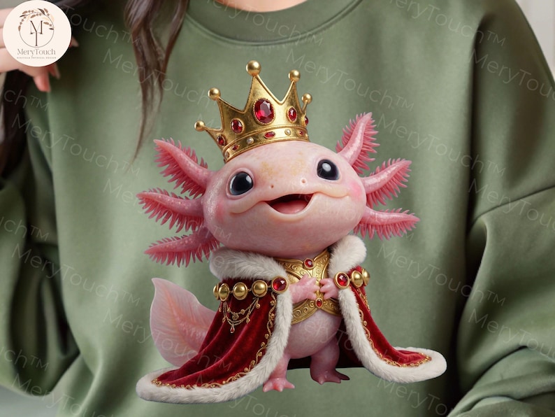 King & Crown Prince Axolotl PNG Royal Salamander Cute Axolotl Father ...
