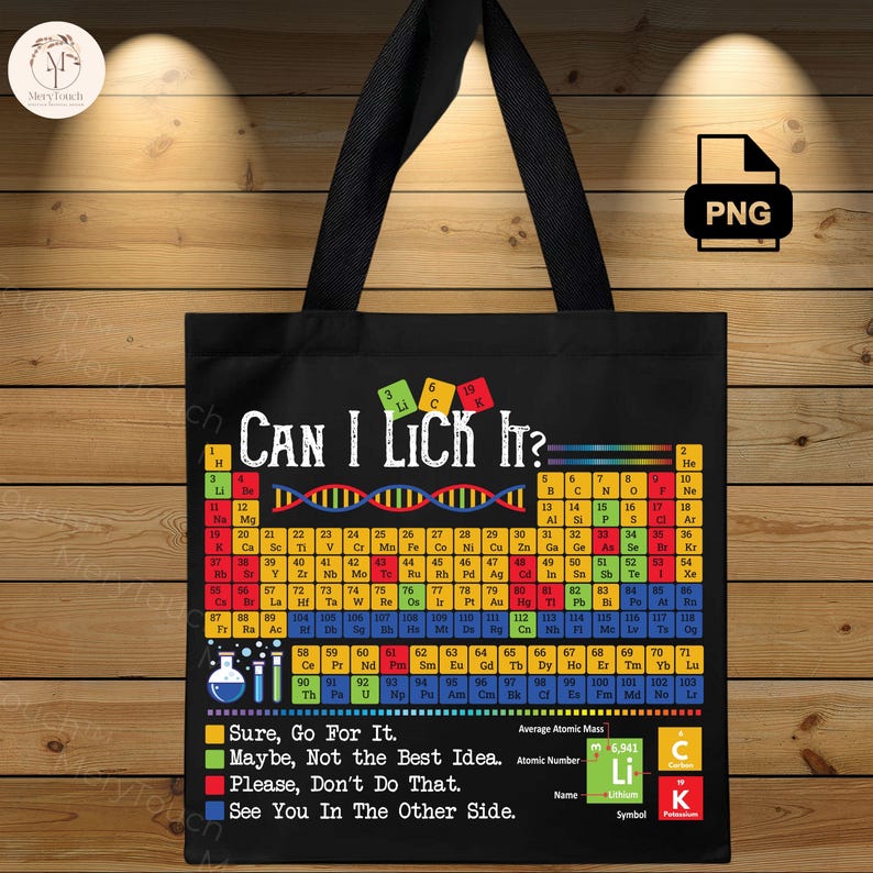 Funny Chemistry Periodic Table Chart Design PNG Can I Lick It SVG ...