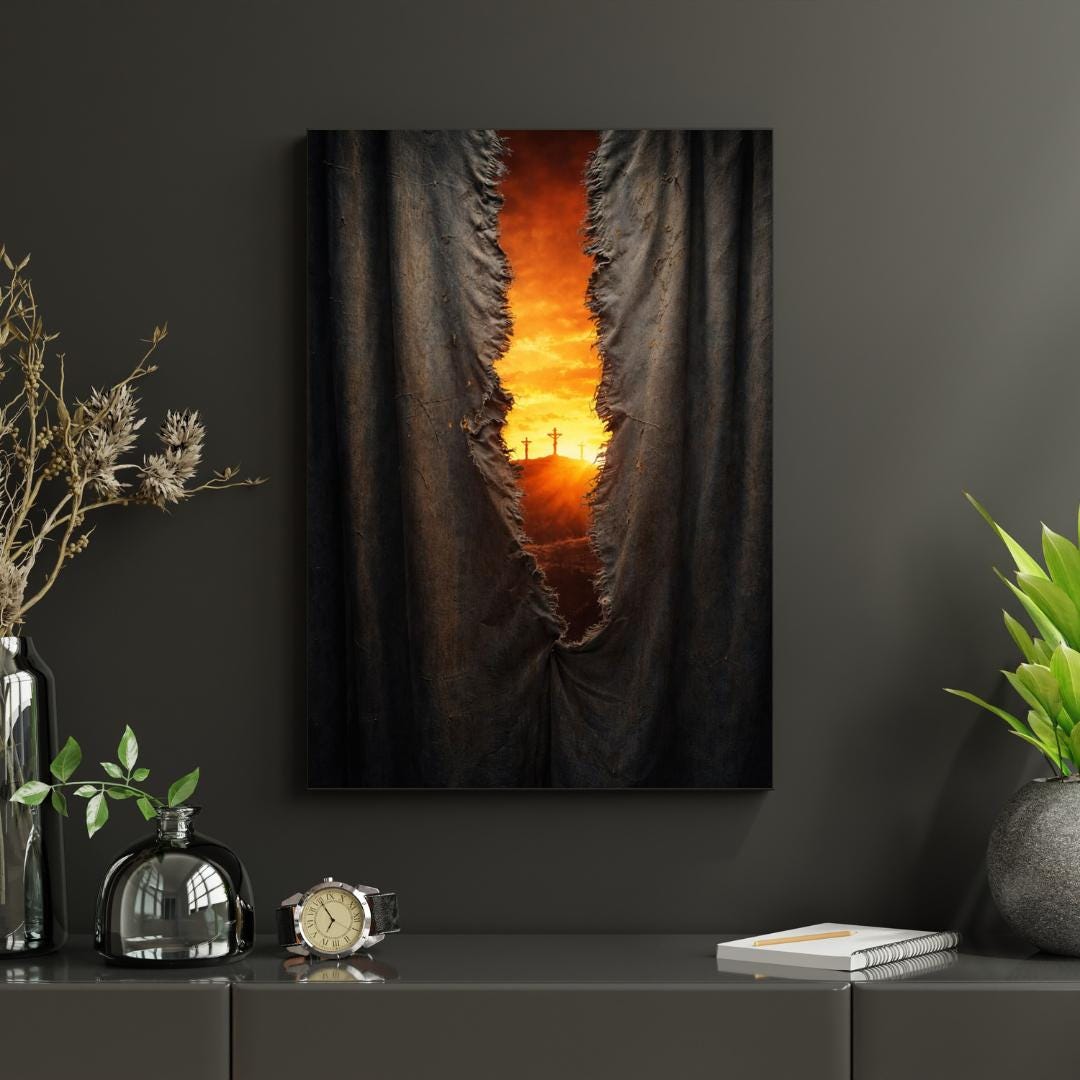 Torn Veil Jesus Canvas Art, Christian Home Decor - Etsy
