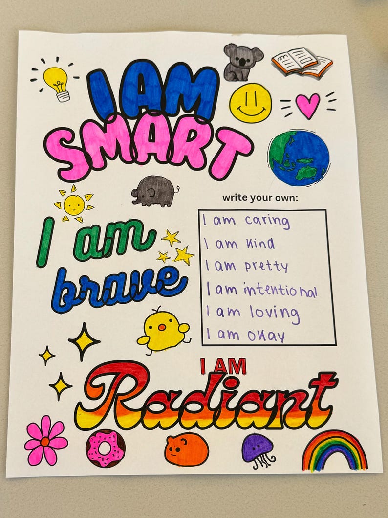 Positive Affirmation Coloring Page - Etsy