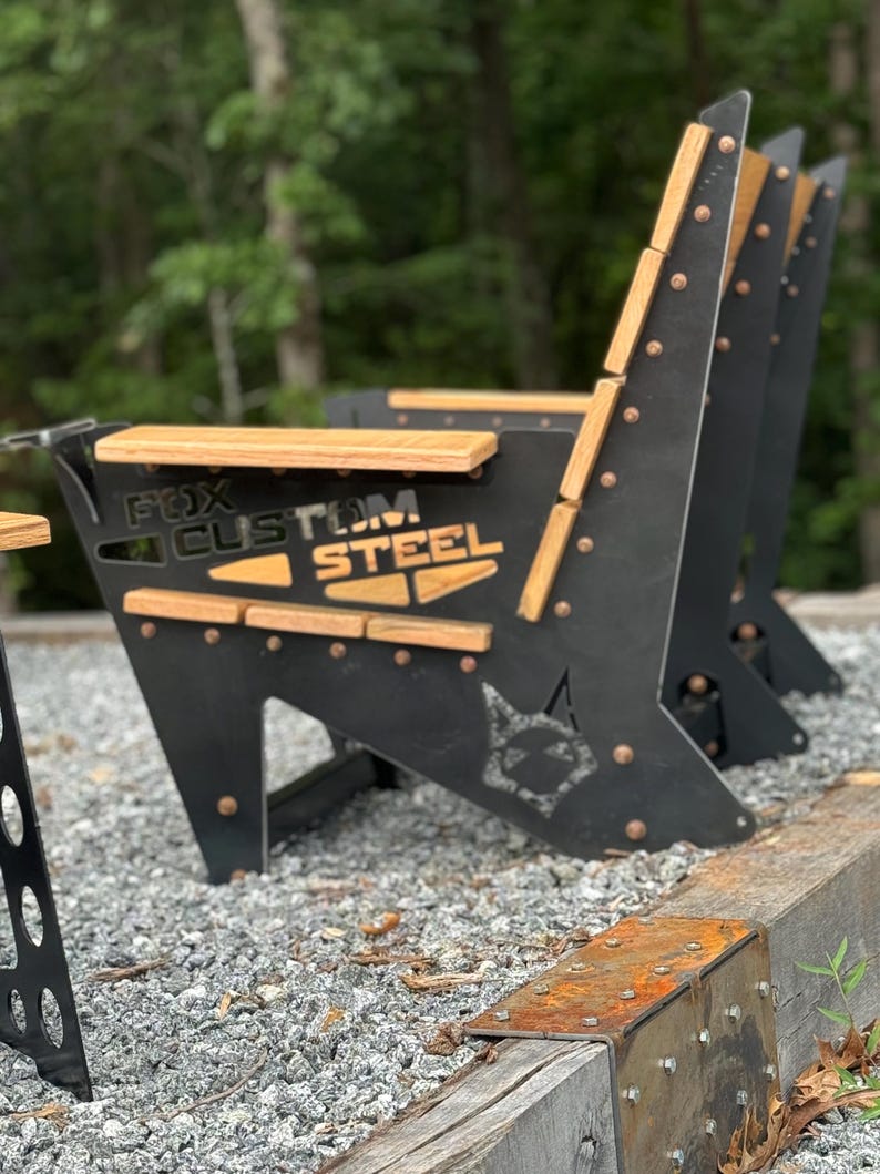 Adirondack Chair, Personalized Steel and Oak Outdoor Furniture - Etsy
