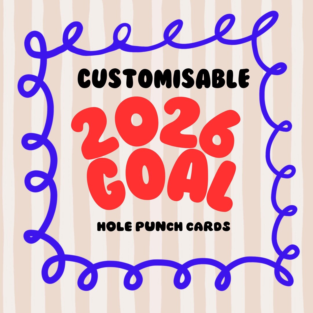 2026 Customisable Goal Hole Punch Cards (EDITABLE) Digital Download ...