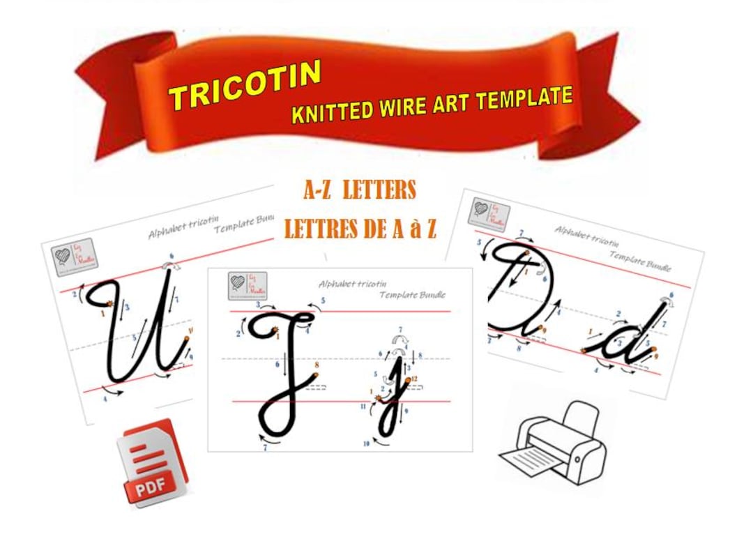 Tricotin Alphabet, Uppercase and Lowercase Letters to Print. - Etsy UK