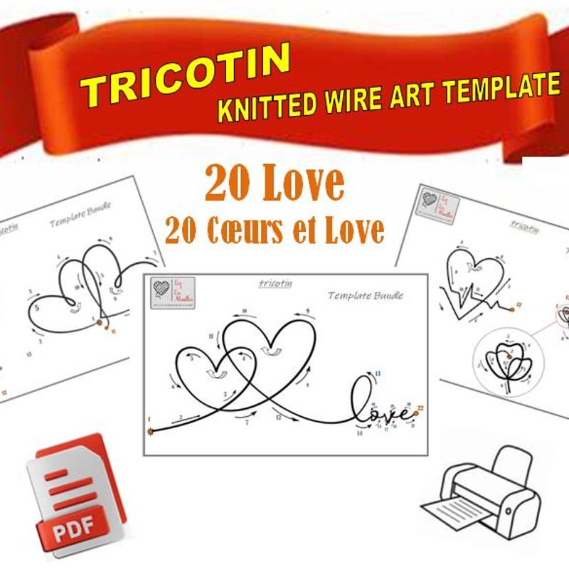 Knitted Wire Art Love Hearts - Etsy UK