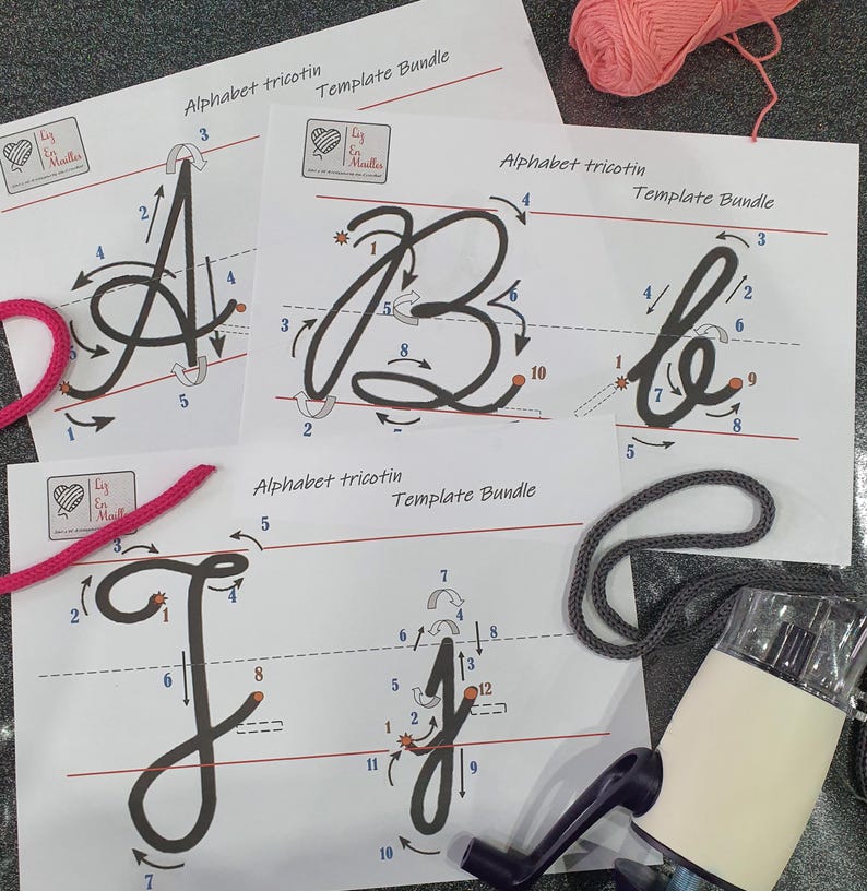 Alphabet Tricotin, lettres Majuscules et minuscules à imprimer. - Etsy ...