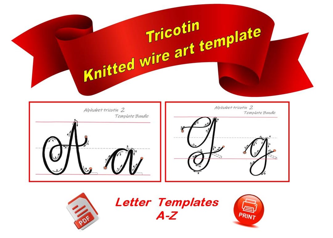 Alphabet Tricotin, lettres Majuscules et minuscules à imprimer. - Etsy ...