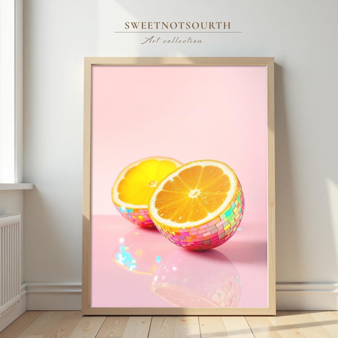 Disco Lemon Art Colorful Fruit Digital Print - Etsy