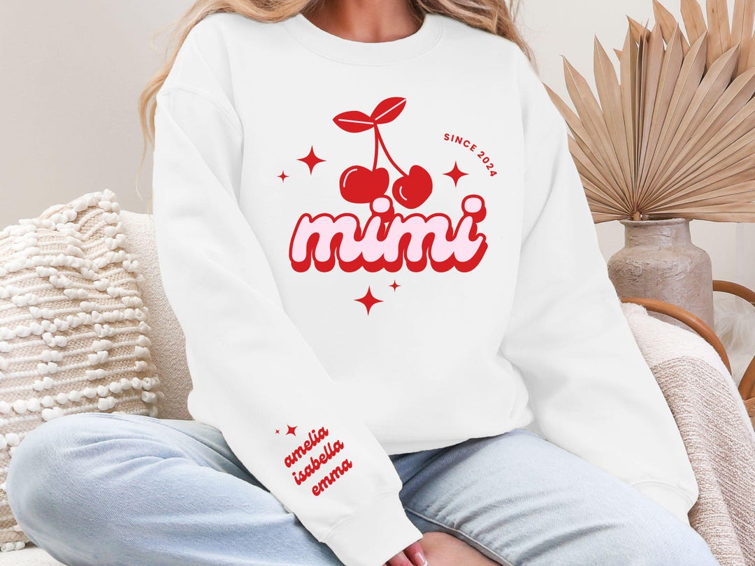 Custom Cherry Mimi Sweatshirts, Cute Grandmother Sweats, Personalized ...