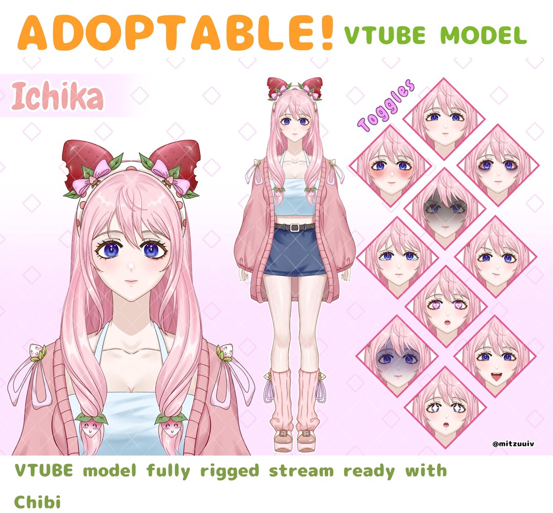 Adoptable Vtube Model Ichika Fully Rig and Stream Ready Premade Live2d Animated - Etsy