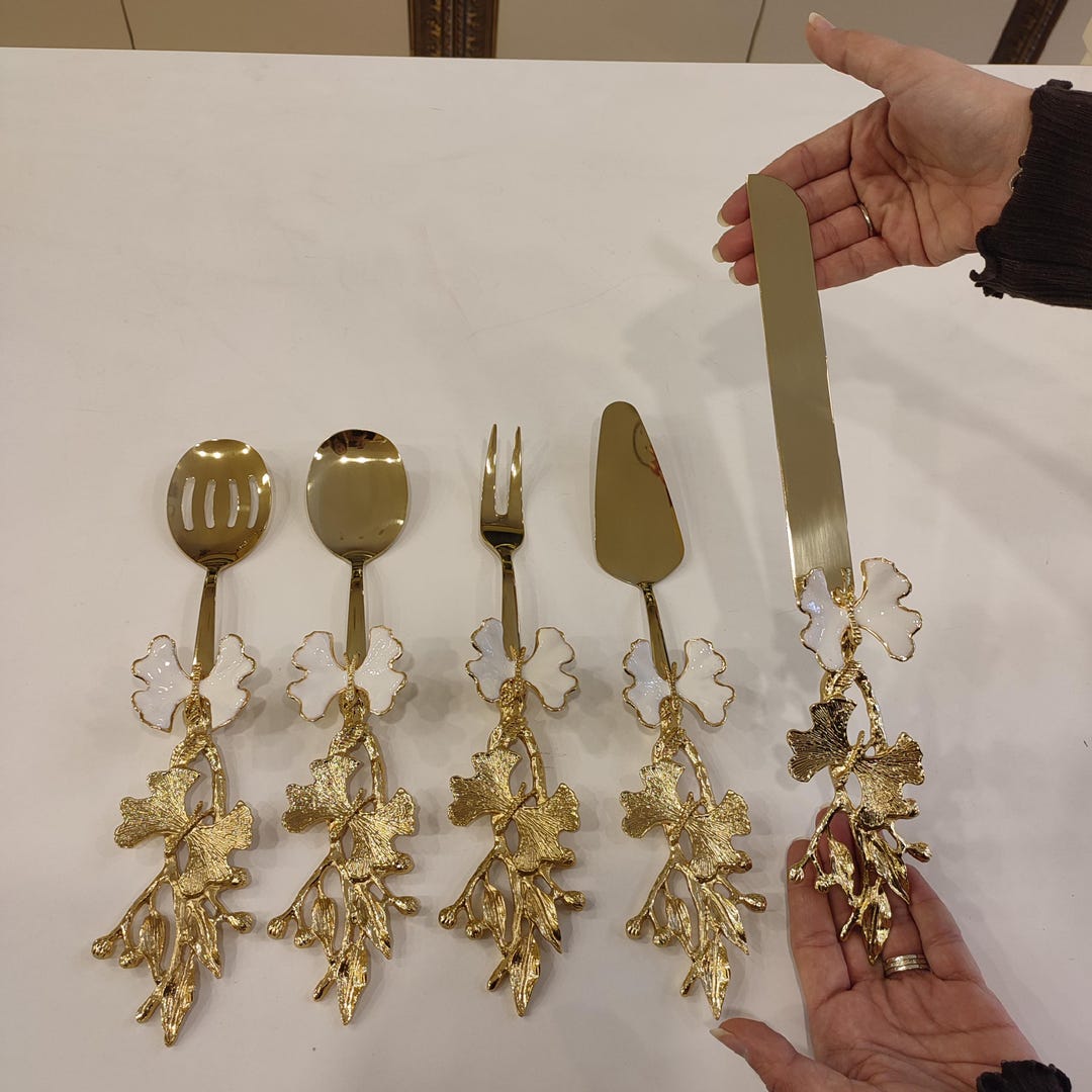 Kitchen Serving Set, Cutlery and Spoon Set for Elegant Tables, Gold Set ...