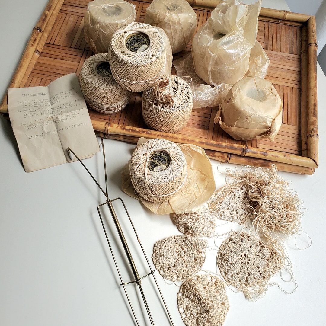 Vintage 1950s Cotton Ecru Crochet LACE Yarn for Needlework, J & P Coats ...