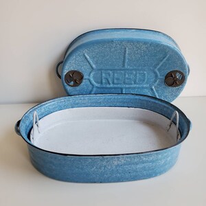 Antique Cornflower Blue Roasting Pan With White Insert Tray, Enamel on ...