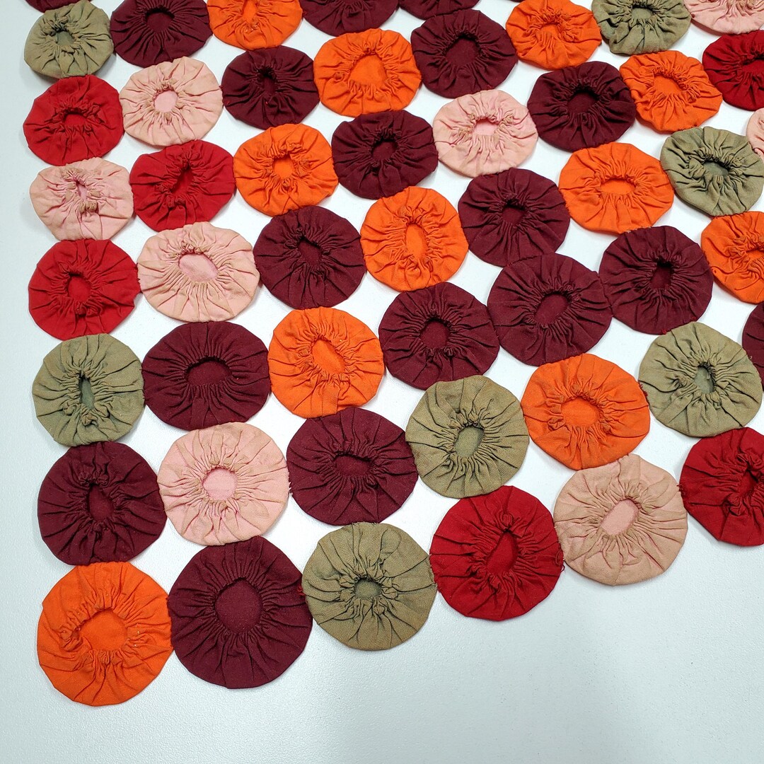 Vintage 1930s YOYO QUILT Block, All Cotton & Hand Sewn in Solid Colors ...