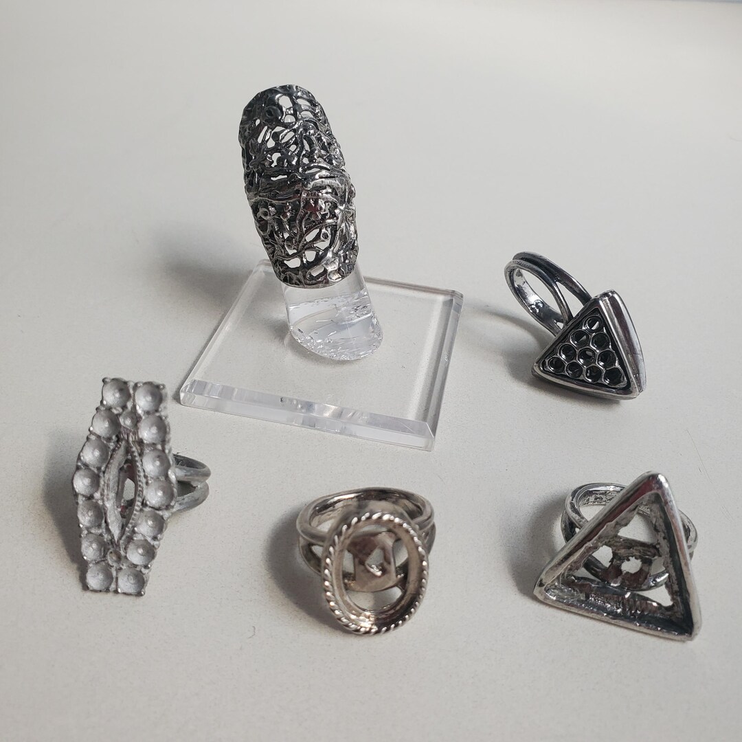 Vintage Silver COCKTAIL RINGS With Bezels Handmade for Swarovski ...