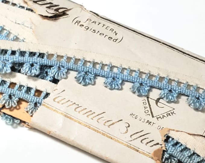 Lovely 1930s Tiny Chambray Blue Picot Trim in Original Paper Wrapper ...