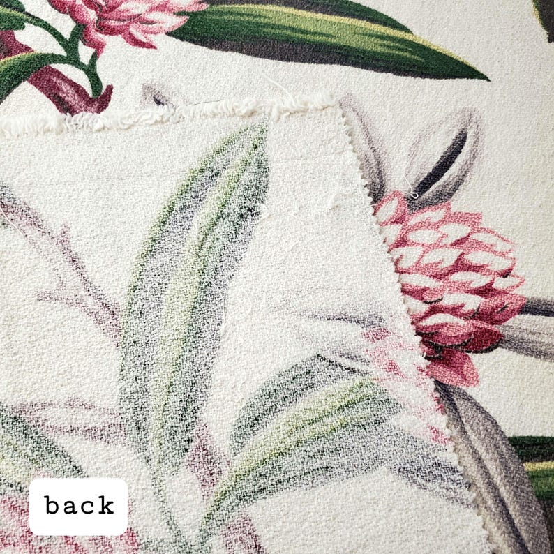 Mid-century Floral Barkcloth Fabric Remnant: Cerise Rhododendron Print ...