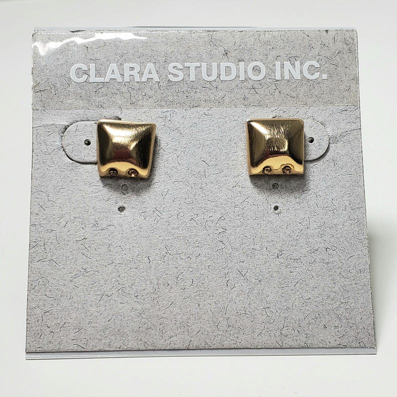 Vintage Clara Studio Brushed Gold Stud Earrings, Golden Shadow ...