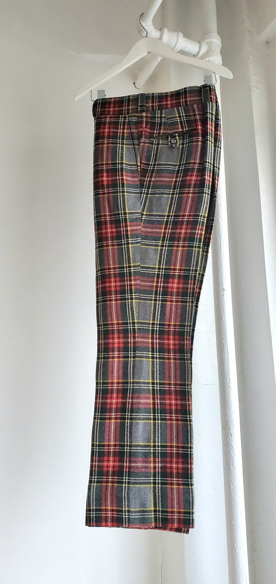 Authentic 1960s Plaid GOLF SLACKS, flare wool plaid t… - Gem
