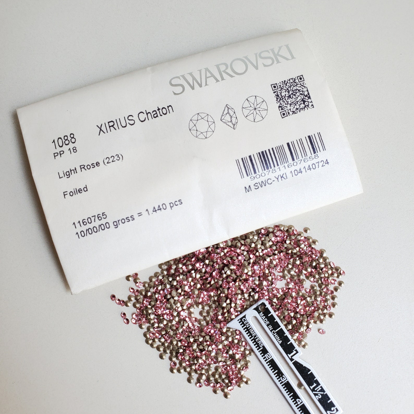 Swarovski LIGHT ROSE (223) Xirius Chaton 1088 PP18, Pointy Foiled, New ...